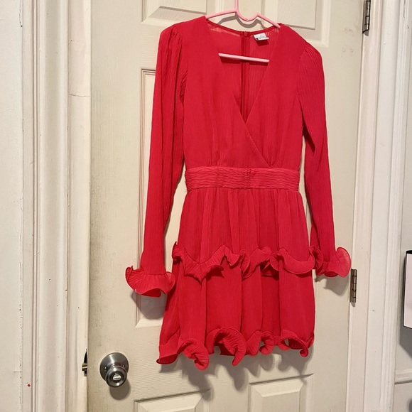 Selfie Leslie | Dresses | Selfie Leslie Xs Red Dress Ruffled Long ...
